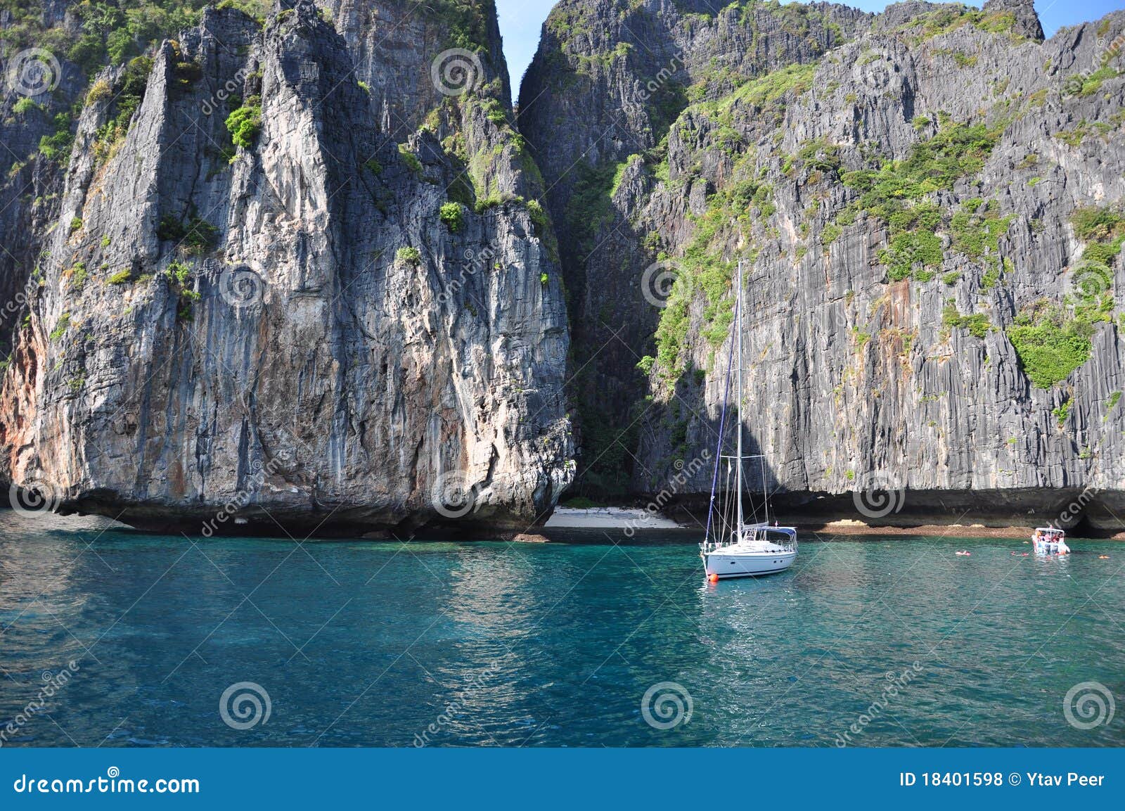 Paradise cliffs stock photo. Image of heaven, boat, stone - 18401598