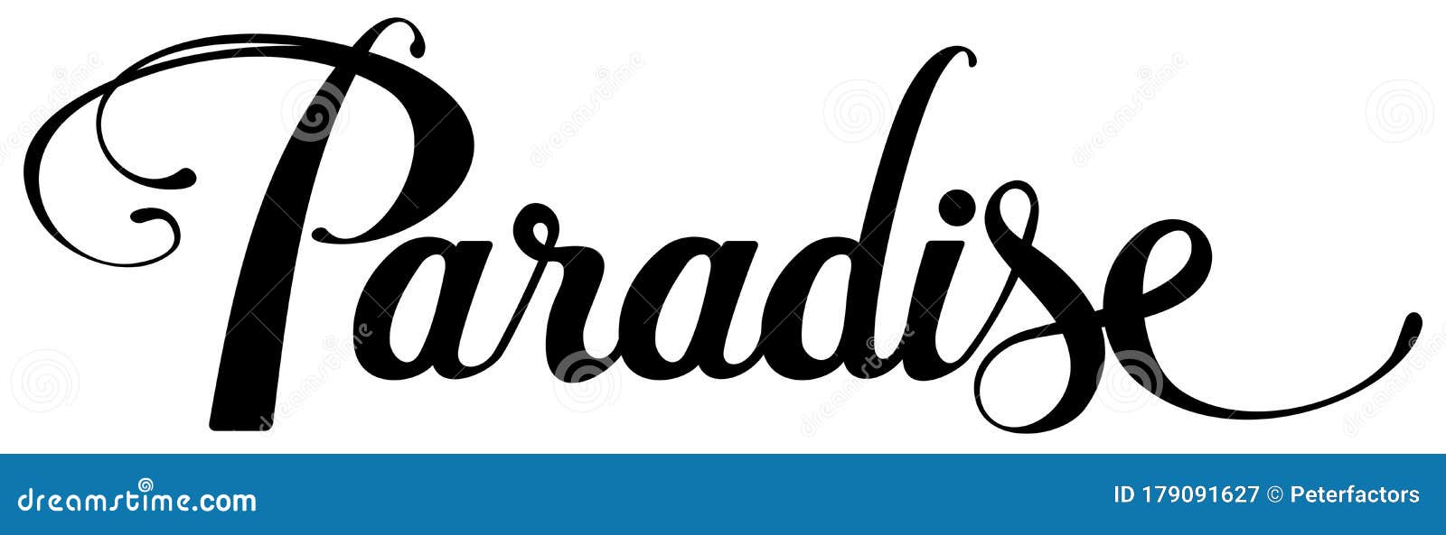Paradise - Custom Calligraphy Text Stock Vector - Illustration of ...