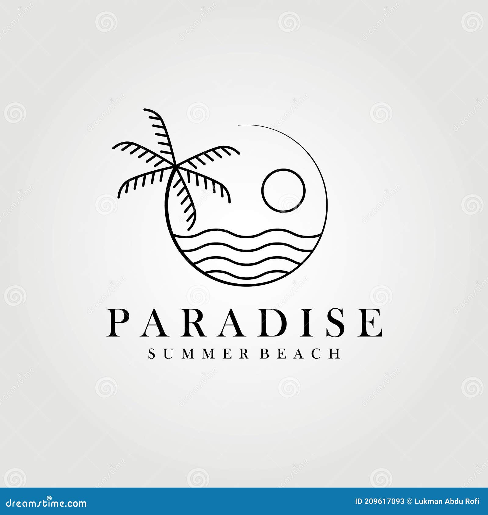 Paradise , Hawaii , Line Art Palm Tree Logo Vector Illustration Design ...