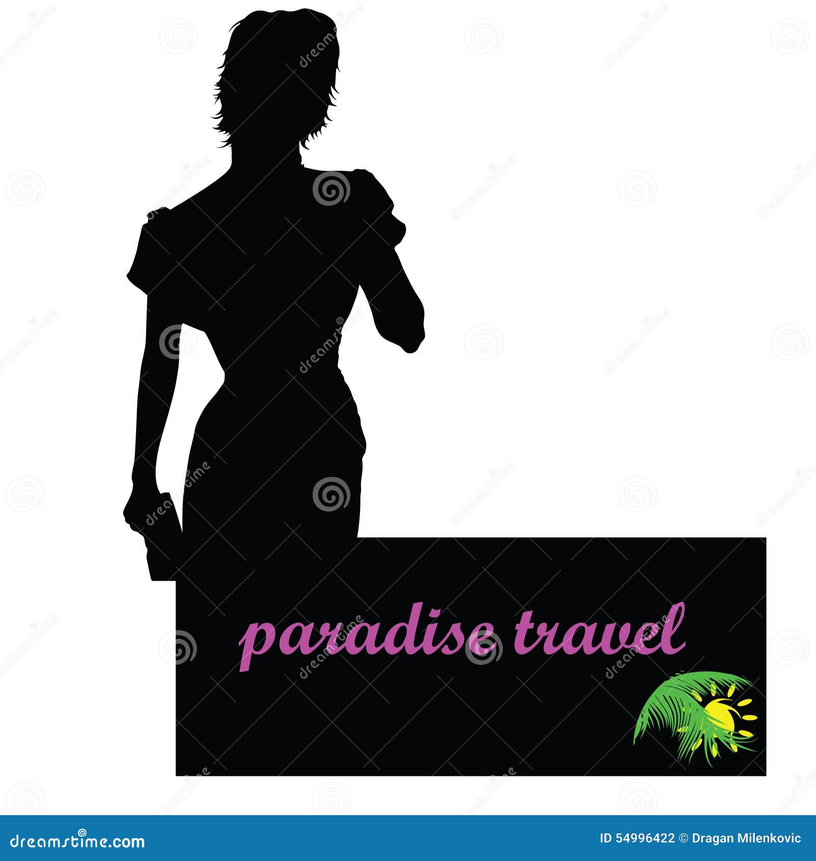 Paradise Travel with Girl Vector Stock Vector - Illustration of color ...