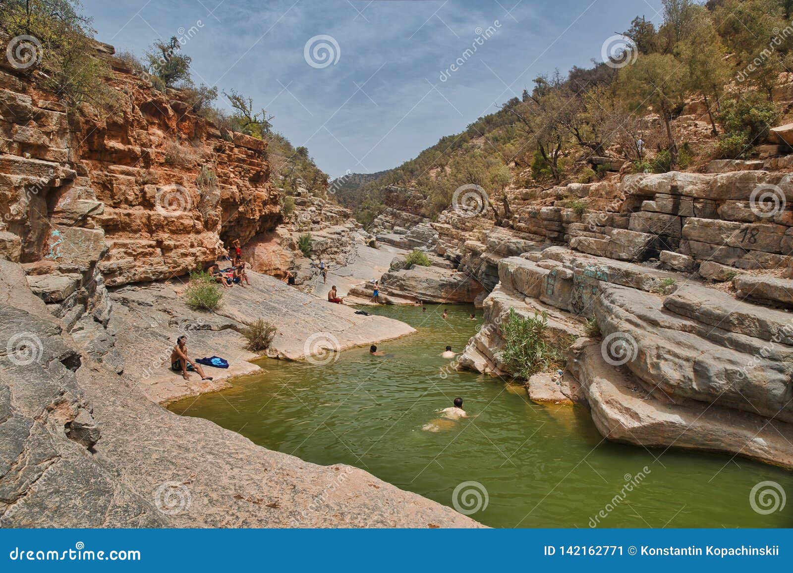 Paradise Valley, Morocco - August, 2017. Oasis Paradise Valley in ...
