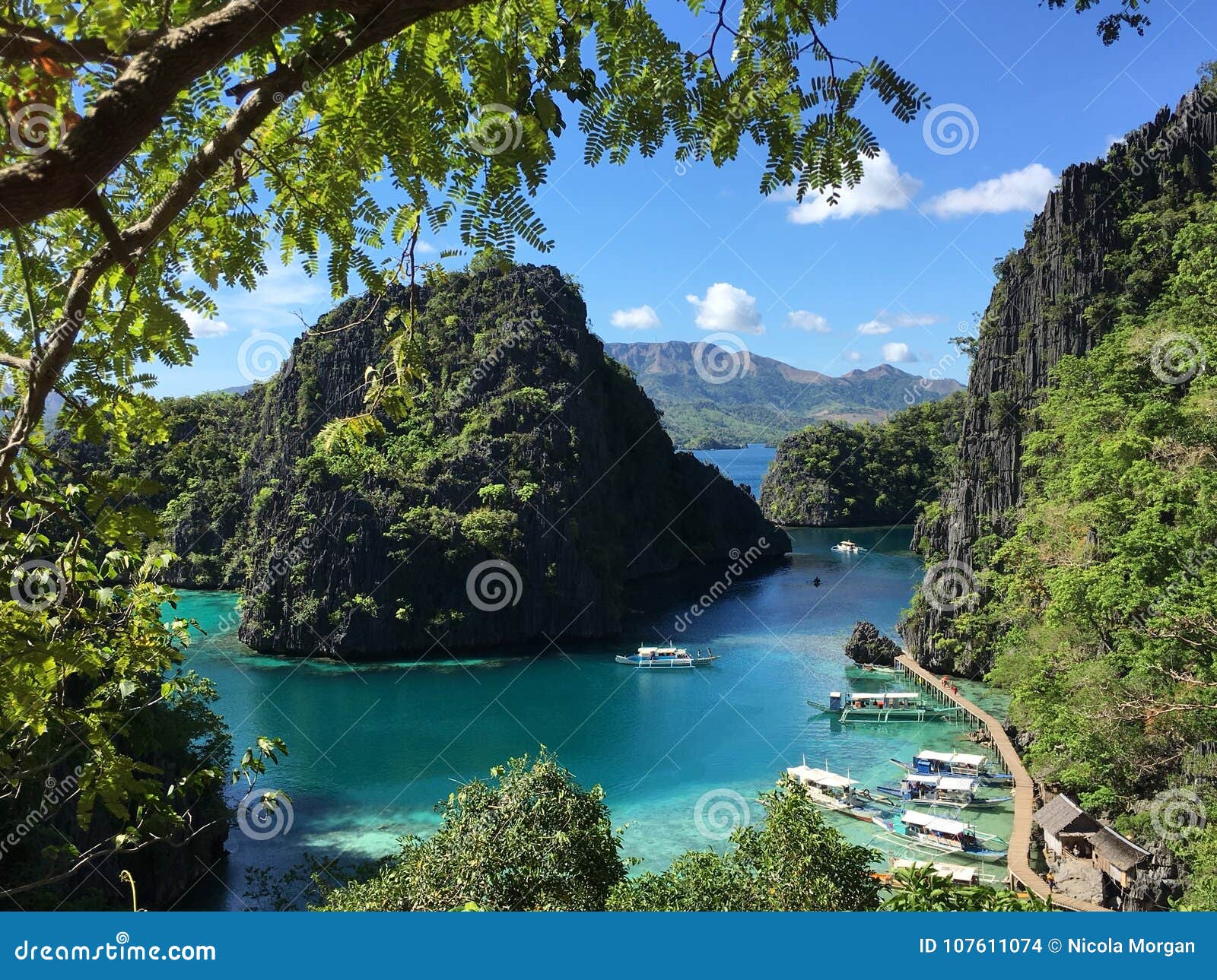 Paradise View With Blue Ocean And Island In Nusa Penida. Aerial View ...