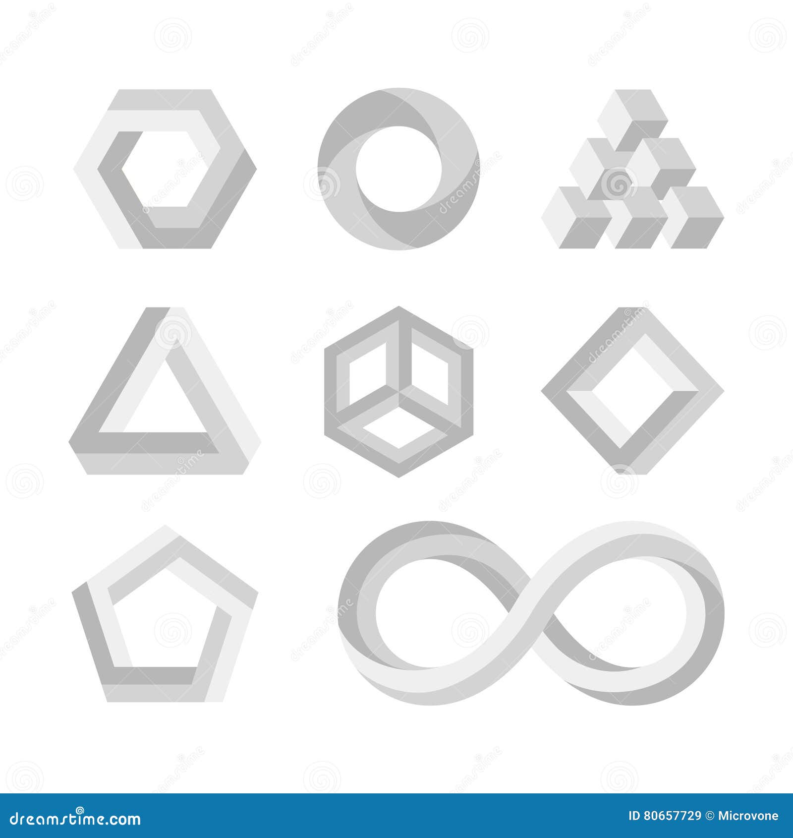 Paradox Impossible Shapes, 3d Twisted Objects, Vector Math Symbols ...