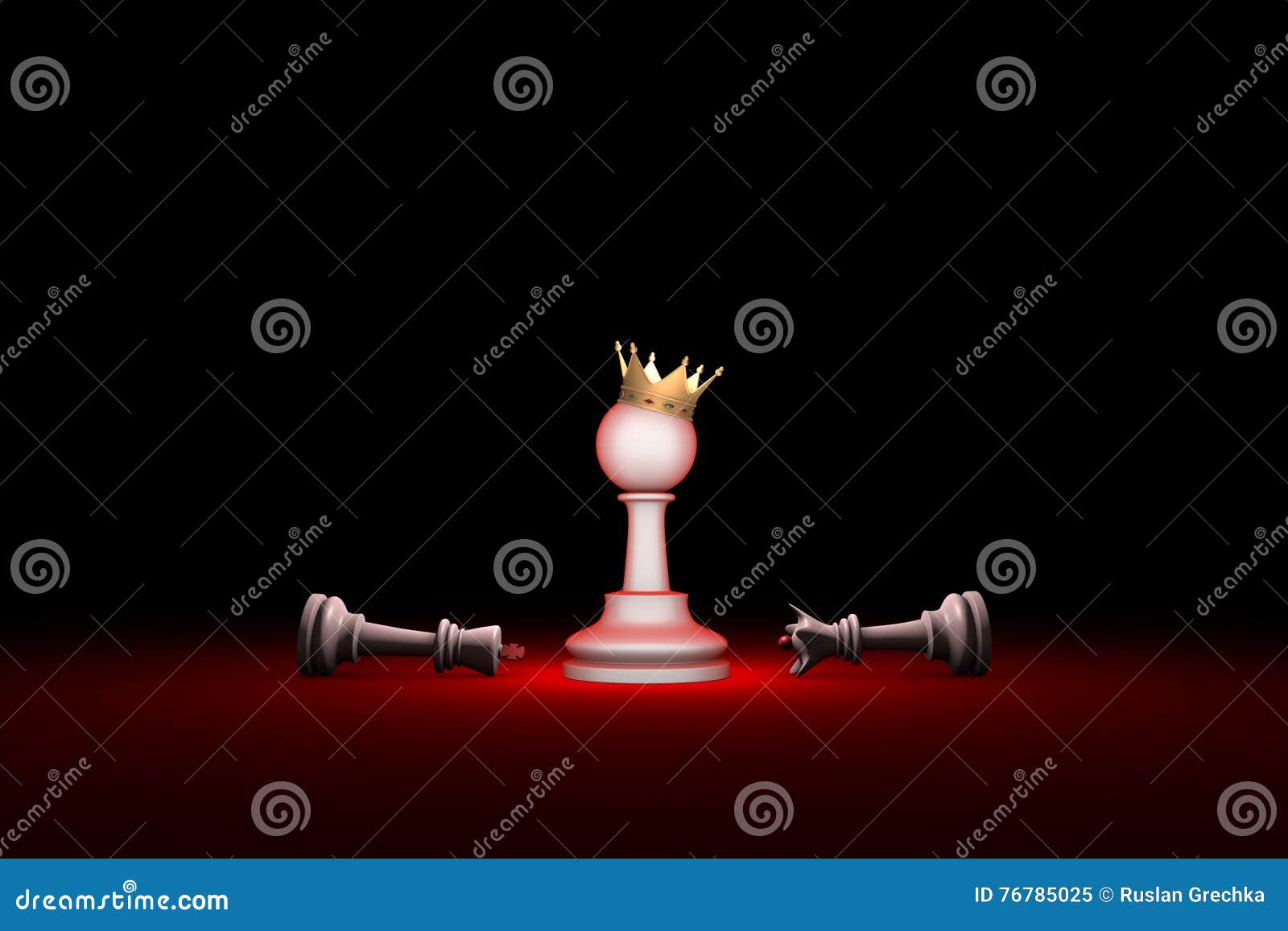 Paradox. Strength And Weakness (chess Metaphor). 3D Render Illus Stock ...