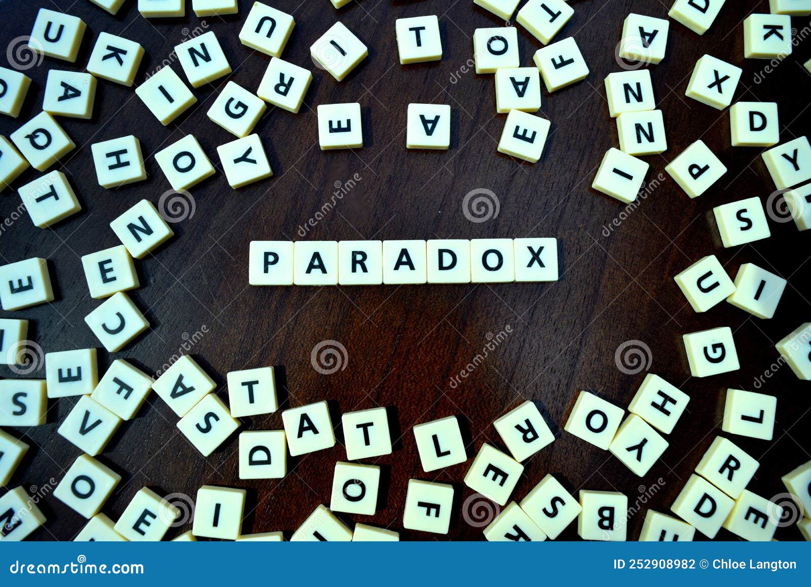 Paradox Tiles on a Black Background Stock Photo - Image of alphabet ...