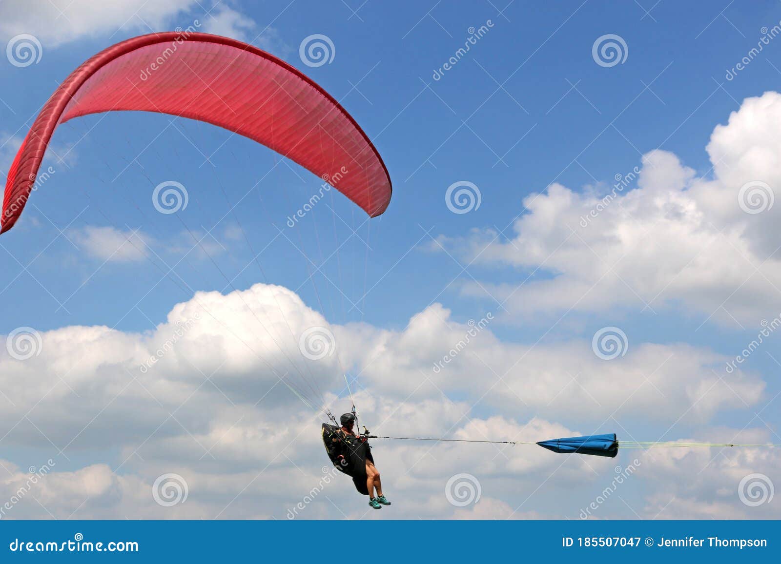 Paraglider Being Towed on a Winch Stock Image - Image of flyer, blue ...