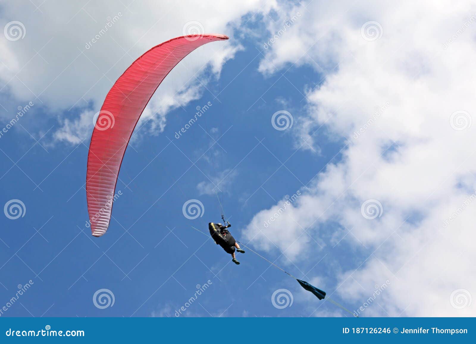 Paraglider Being Towed on a Winch Launch Stock Photo - Image of cable ...