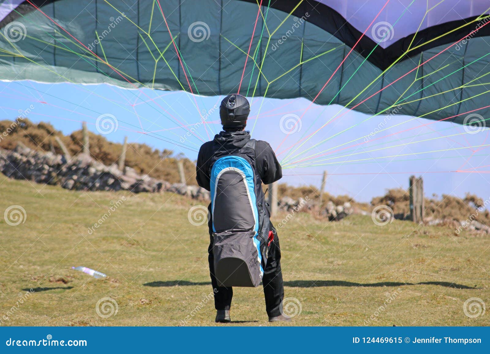 Paraglider launching wing stock image. Image of fields - 124469615
