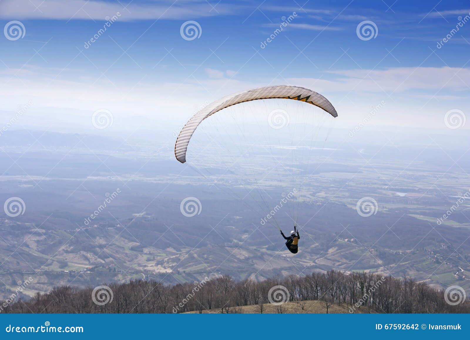 Paraglider flying stock photo. Image of flight, flying - 67592642