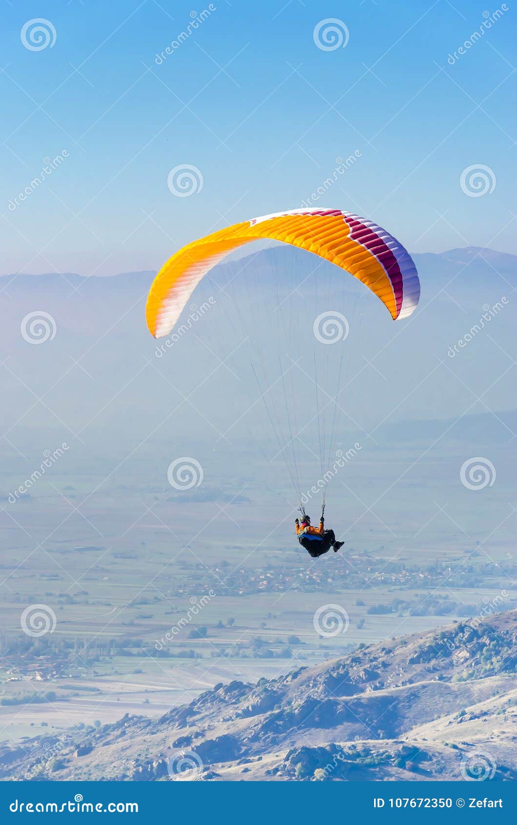 Paraglider Flying in the Sky Stock Photo - Image of paraglider, hobby ...