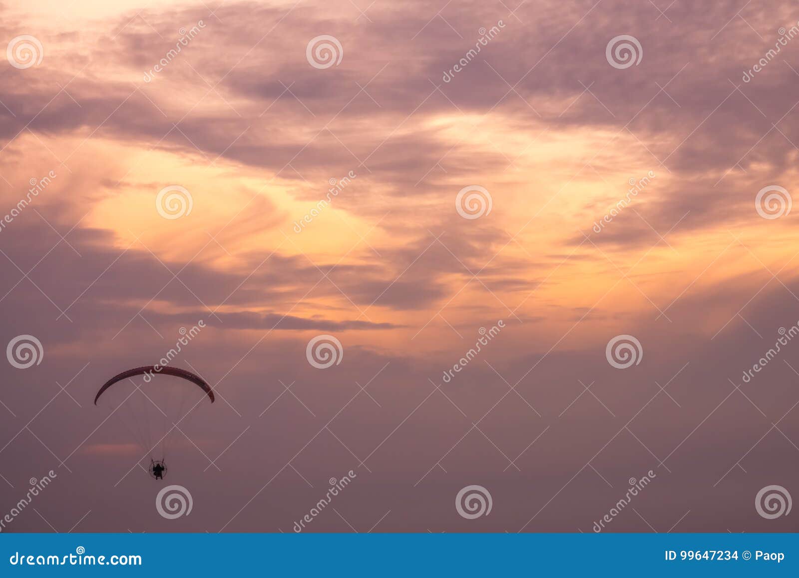 Paraglider Flying at Sunset Editorial Stock Image - Image of hobby ...