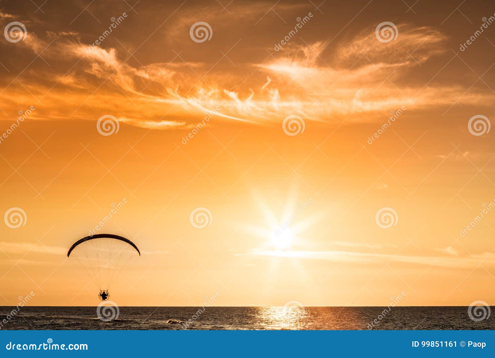 Paraglider Flying at Sunset Stock Image - Image of horizon, flight ...