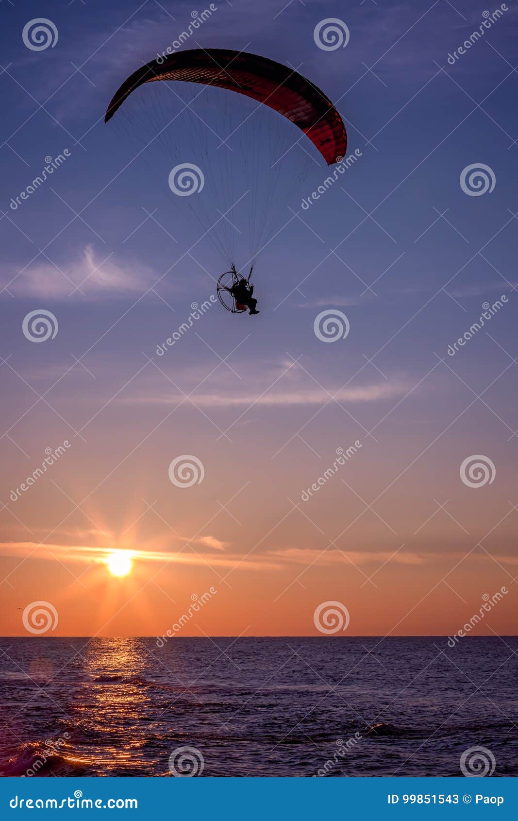 Paraglider Flying at Sunset Stock Image - Image of leisure, glider ...
