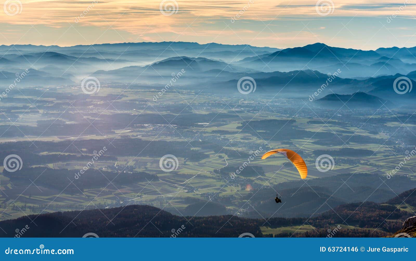 Paraglider is Flying in the Valley Stock Photo - Image of high, coast ...