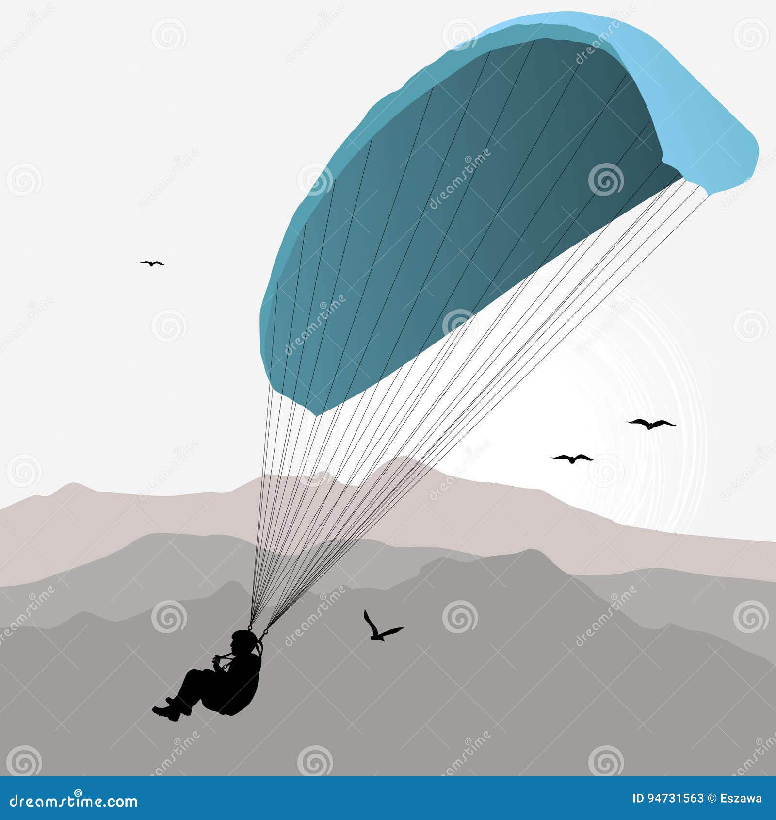 Paraglider Hovers Over the Mountain Stock Vector - Illustration of ...
