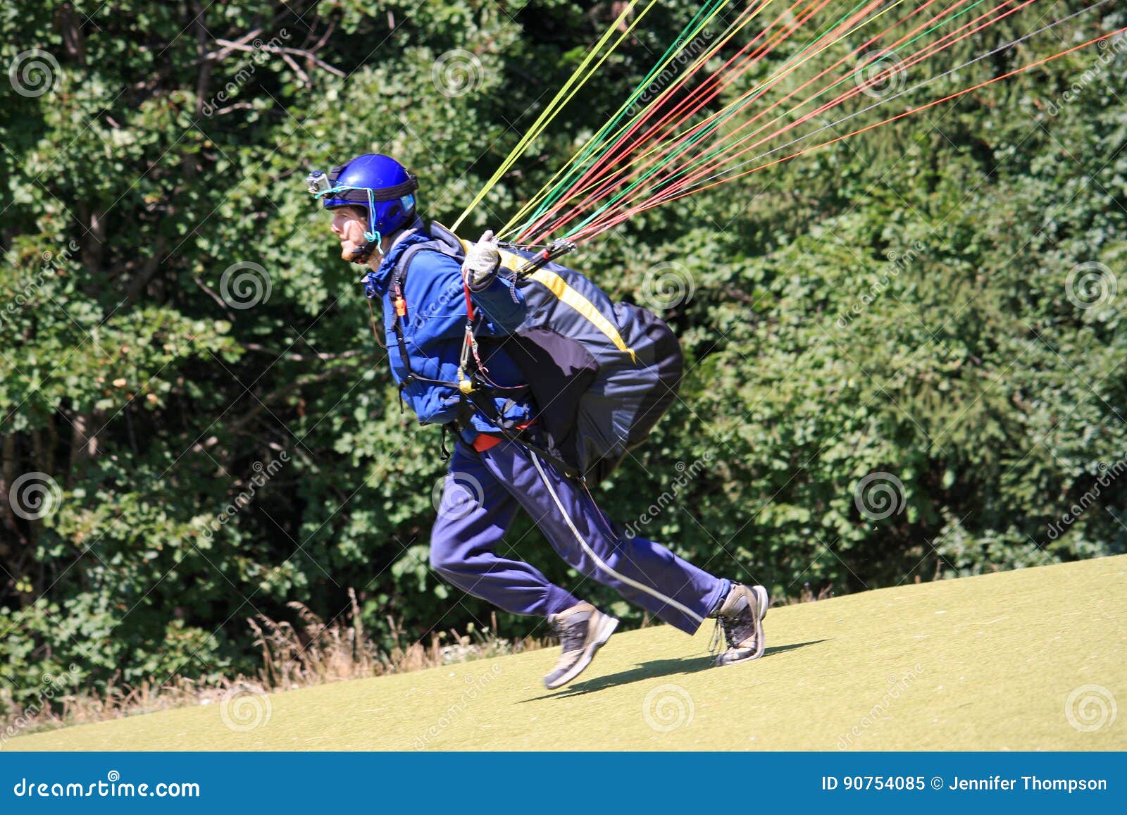Paraglider launching stock image. Image of flier, wing - 90754085