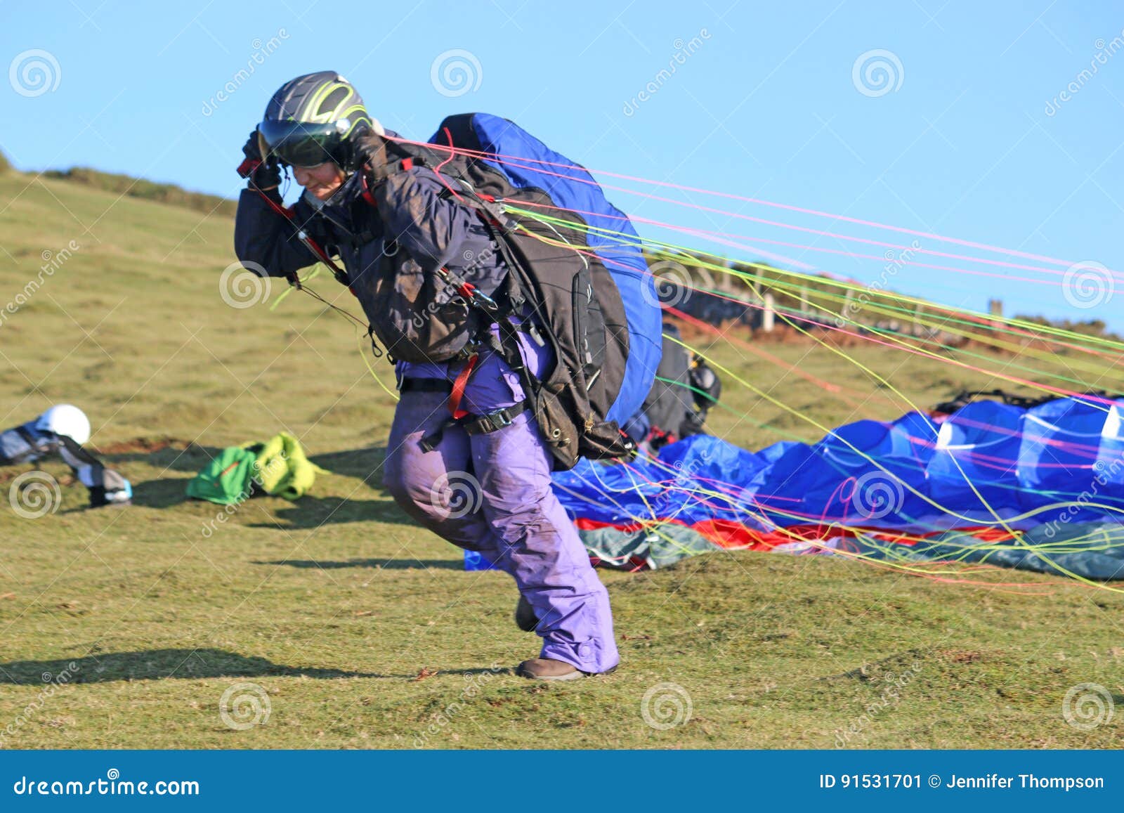 Paraglider launching stock image. Image of paraglider - 91531701