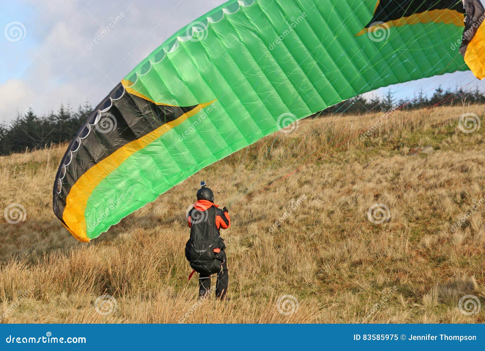 Paraglider launching wing stock image. Image of blue - 83585975