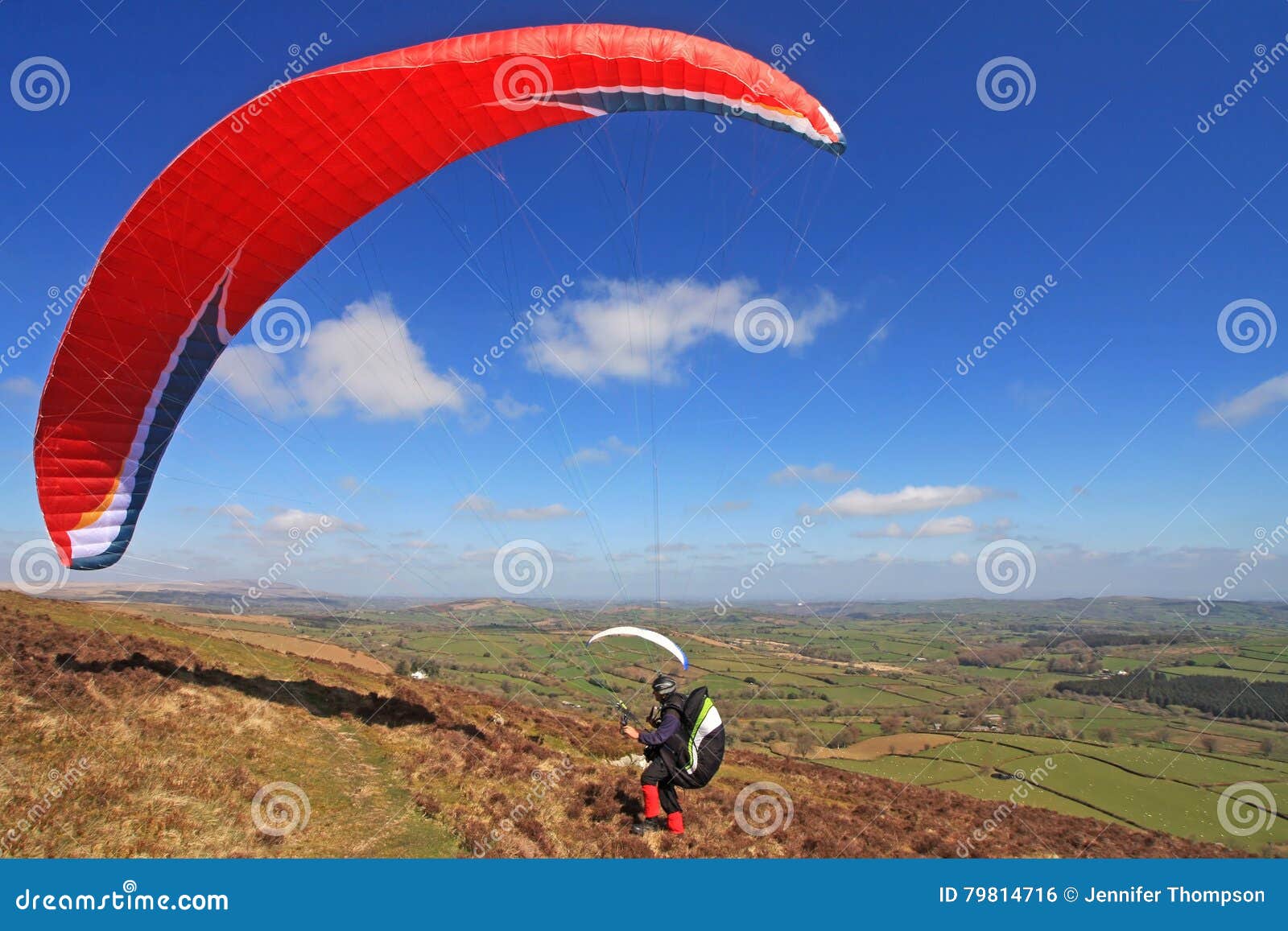Paraglider launching wing stock photo. Image of dartmoor - 79814716