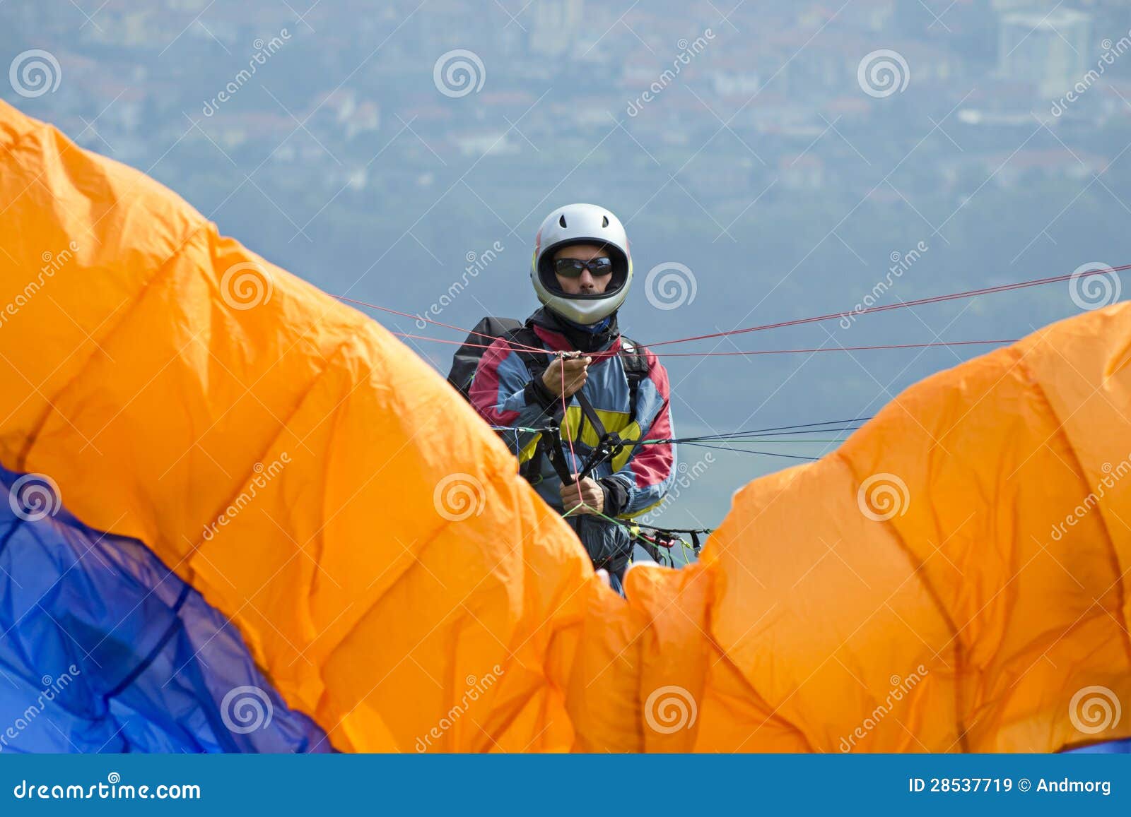 Paraglider pilot stock image. Image of adventure, orange - 28537719