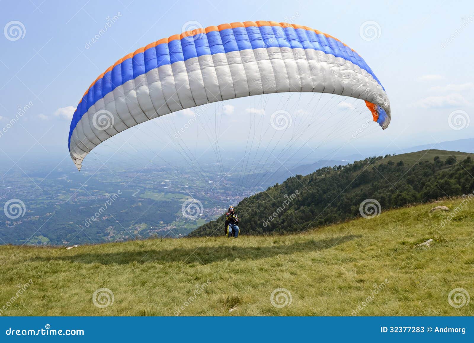 Paraglider pilot take off stock image. Image of orange - 32377283