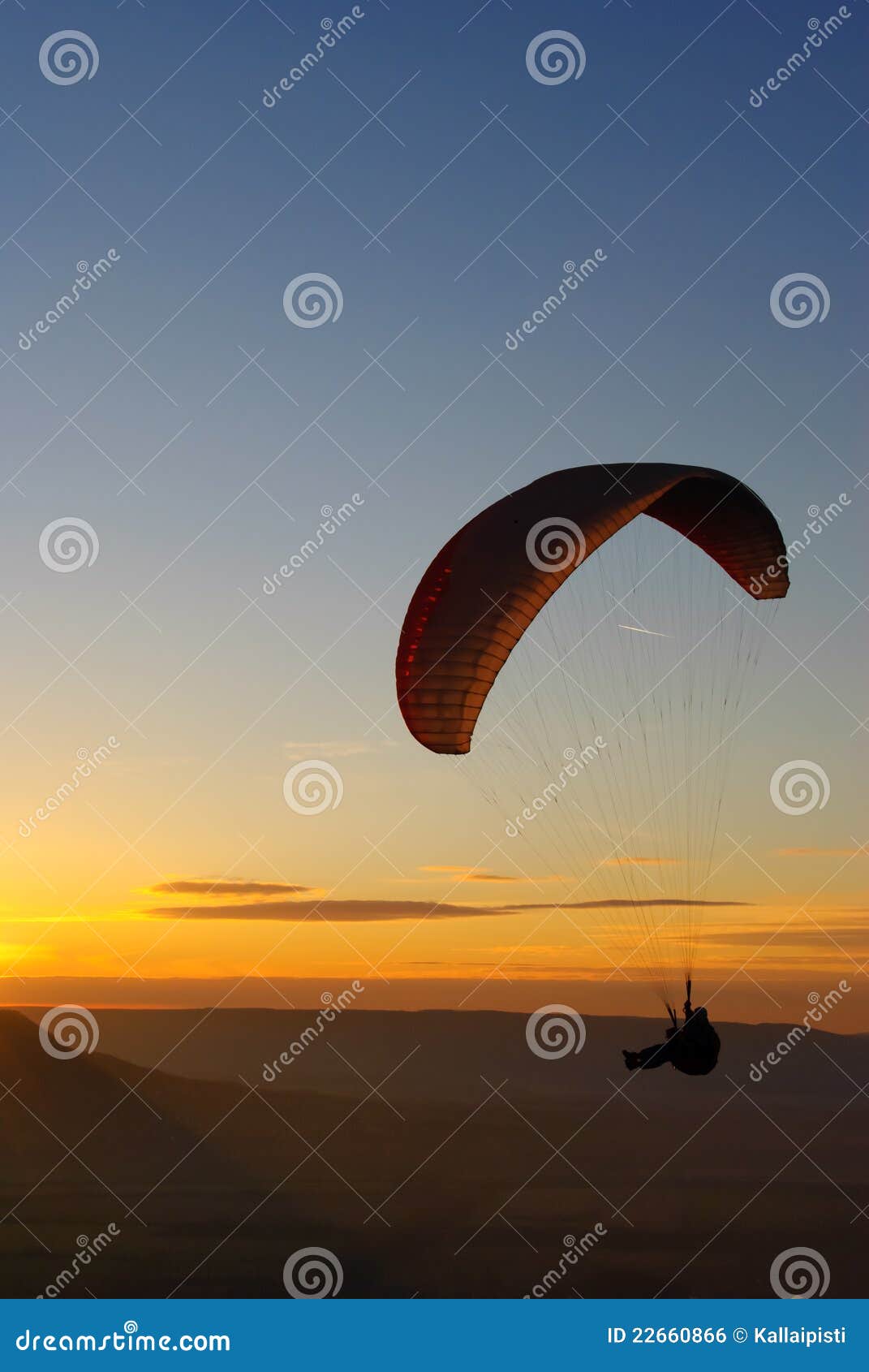 Paraglider in the sunset stock photo. Image of leisure - 22660866