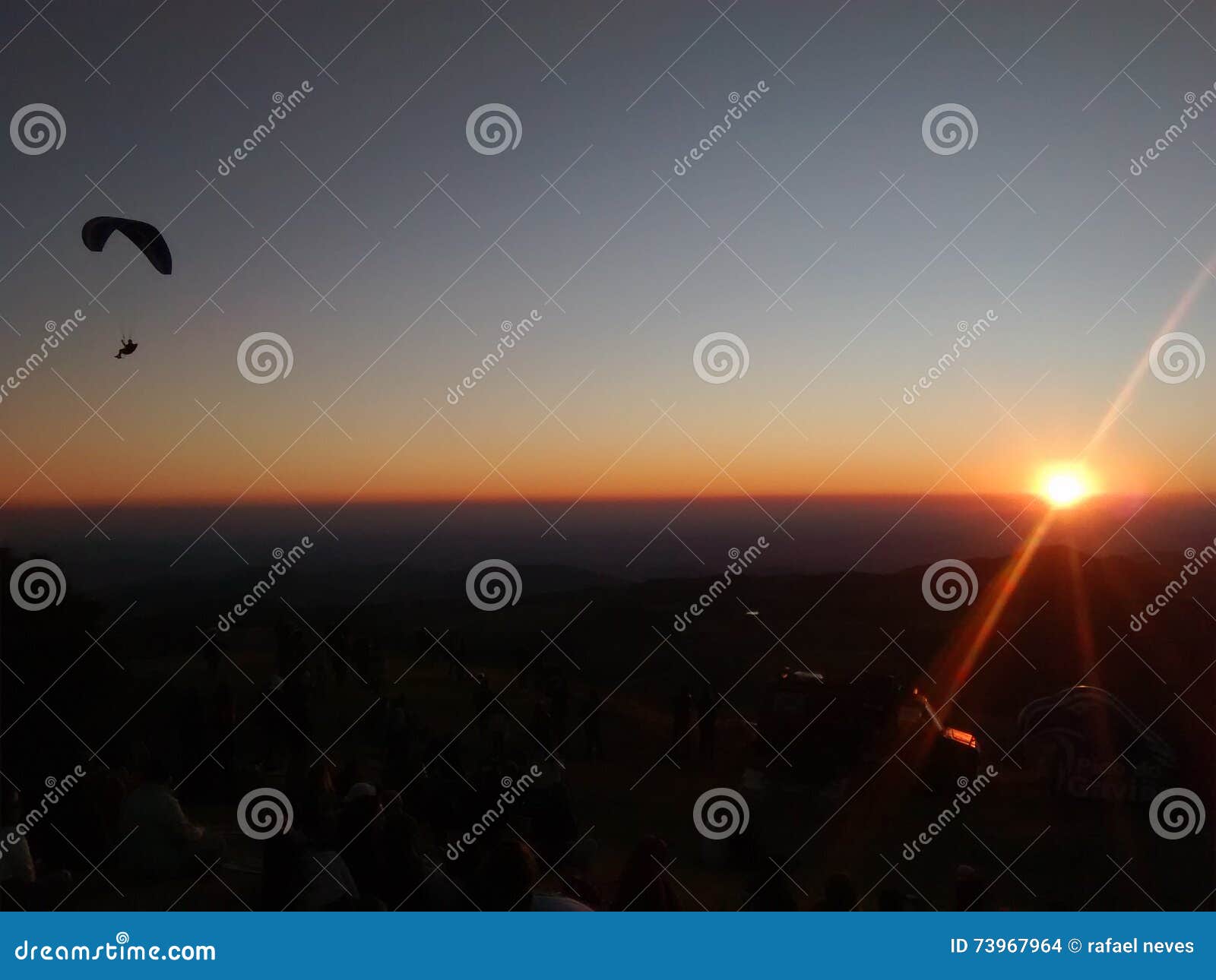 Paraglider sunset stock photo. Image of sunset, horizon - 73967964