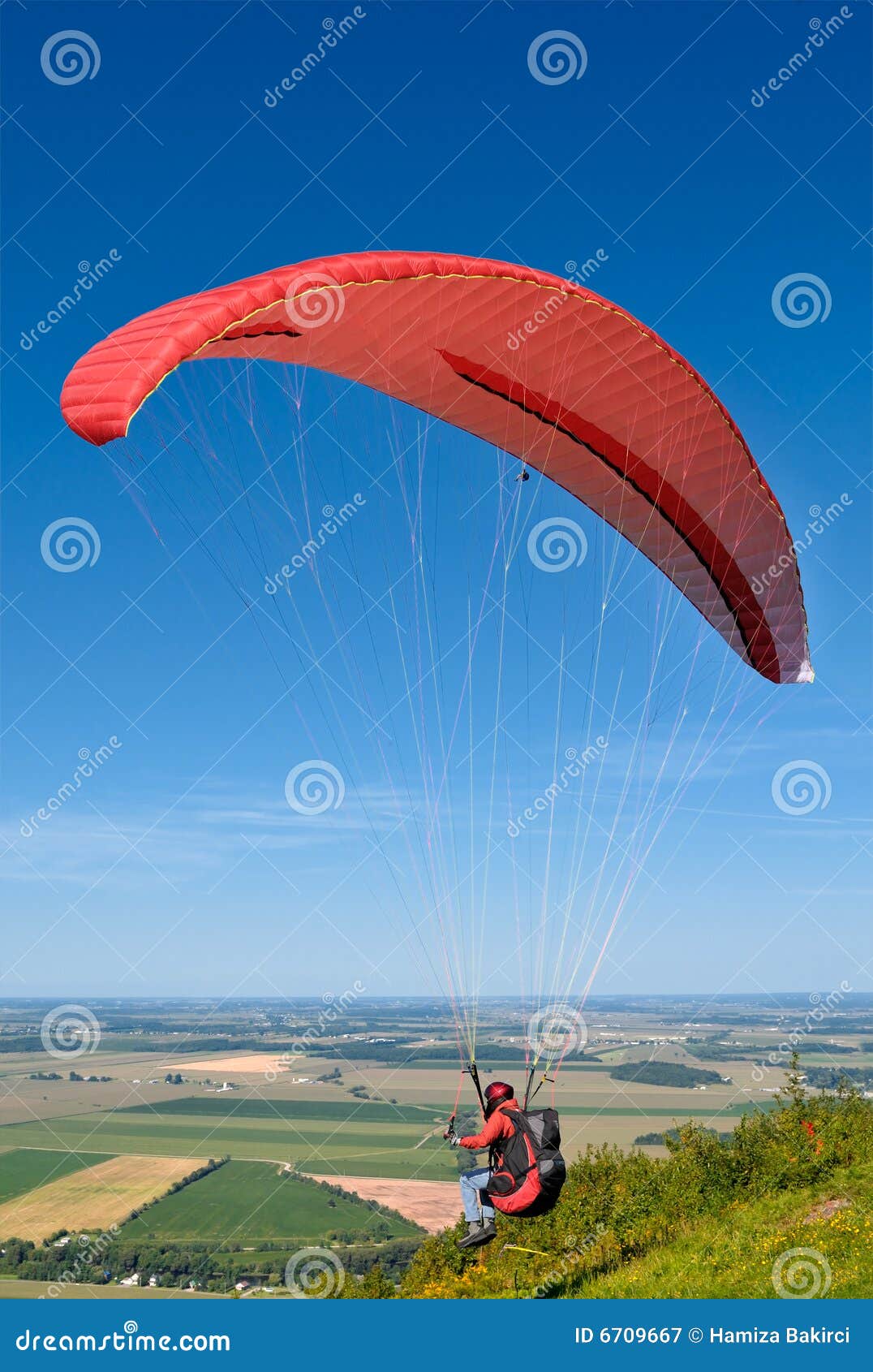 Paraglider taking off stock image. Image of height, gliding - 6709667