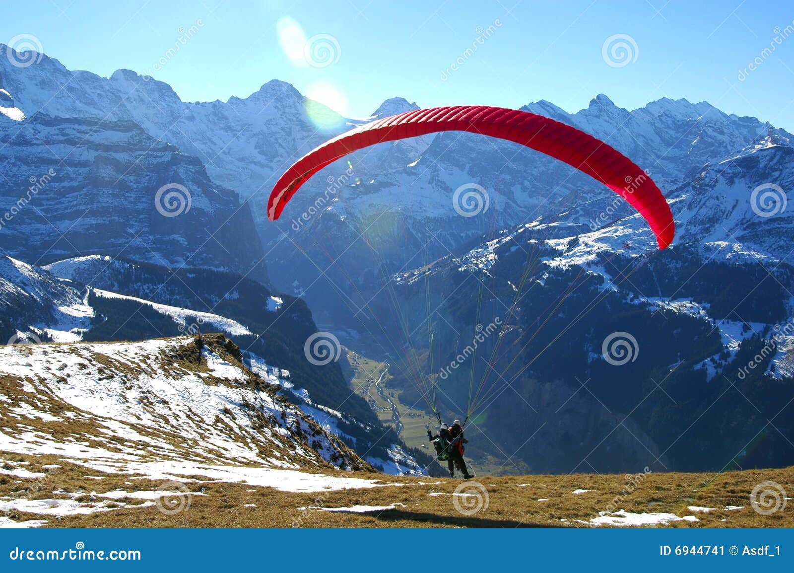 Paraglider taking-off stock image. Image of countryside - 6944741