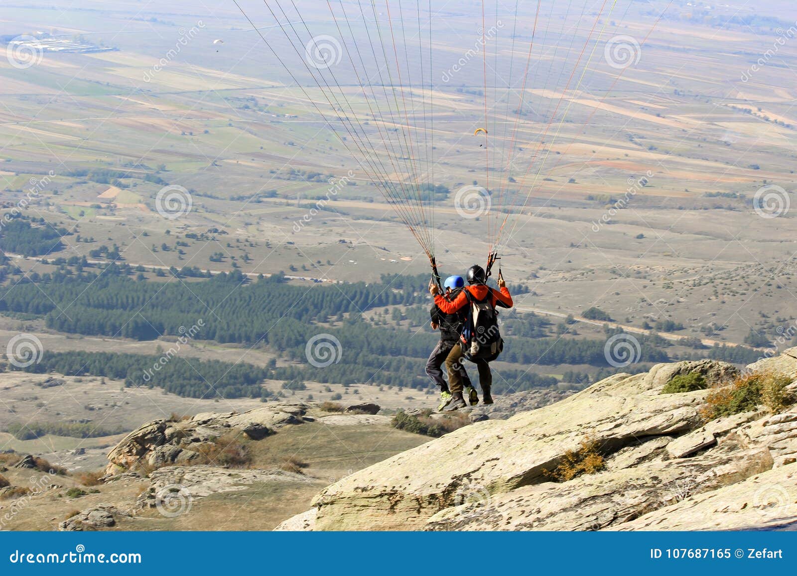 Paraglider Tandem Taking Off Mountain Editorial Image - Image of ...