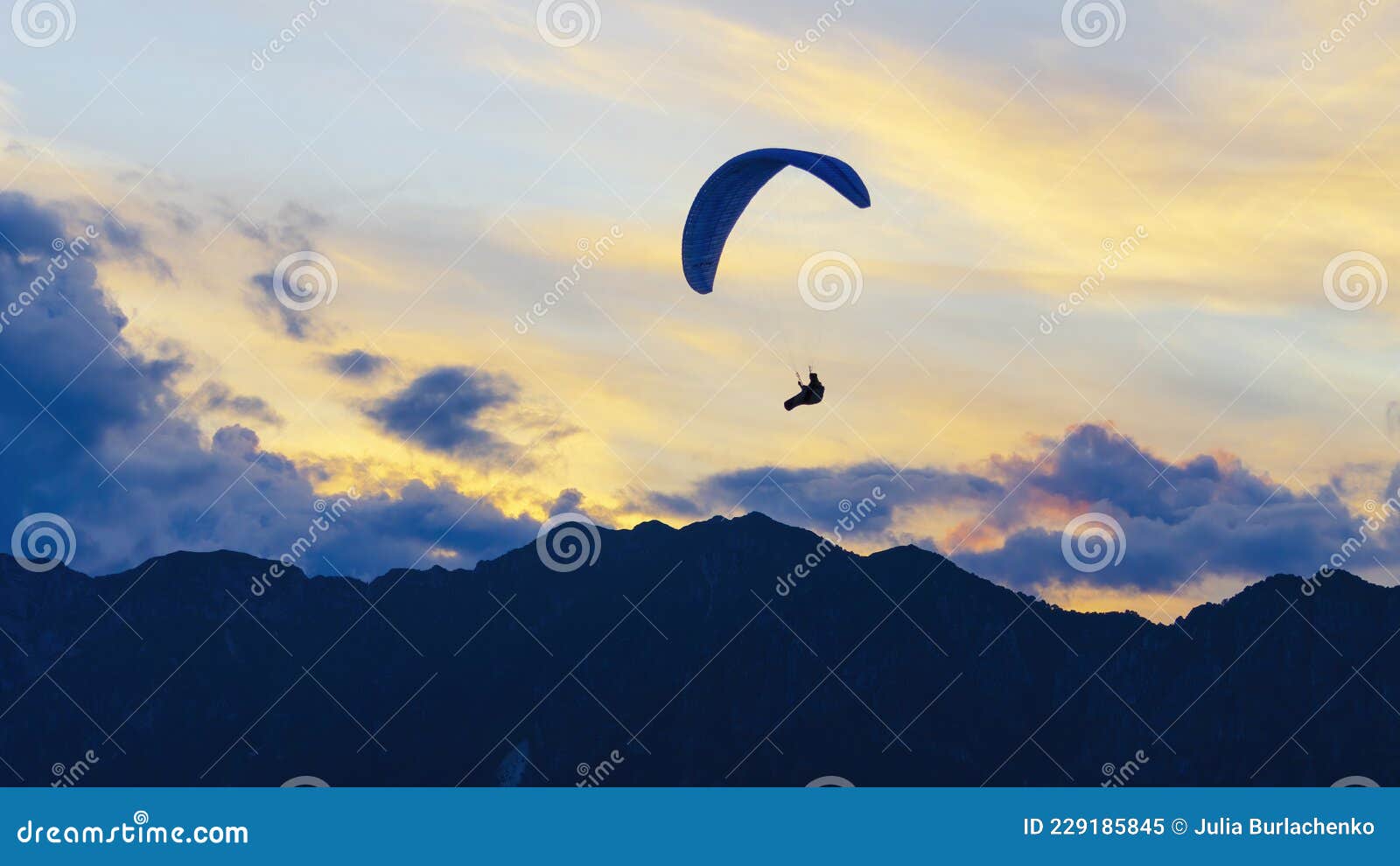 Paraglider Wing with Sunset Clouds Stock Image - Image of extreme ...