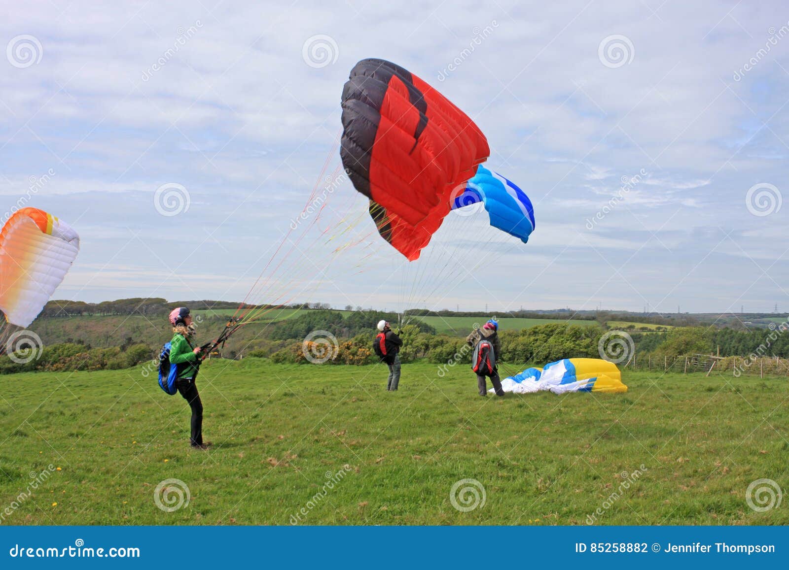Paragliders launching stock photo. Image of flying, paraglider - 85258882