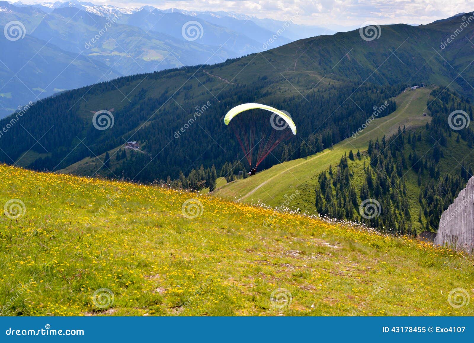 Paragliding in the alps stock image. Image of outdoor - 43178455