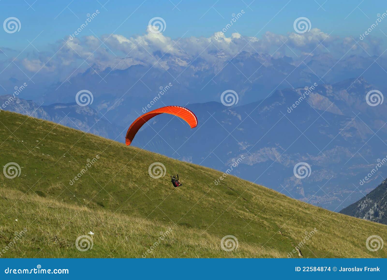 Paragliding in the Dolomites (Italy) Stock Photo - Image of meadow ...