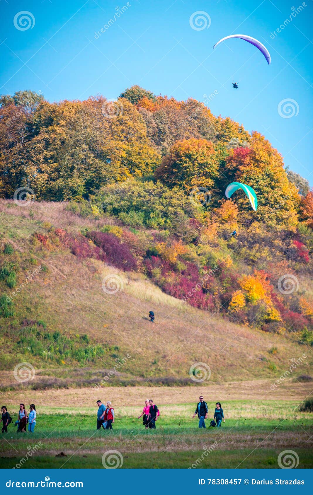 Paragliding in Fall Nature, Kernave Hills Editorial Photography - Image ...