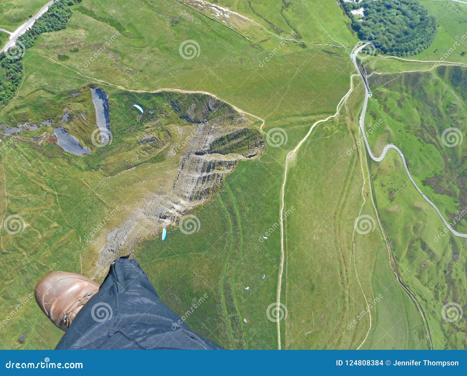 Paragliding at Man Tor, Derbyshire Stock Photo - Image of park ...