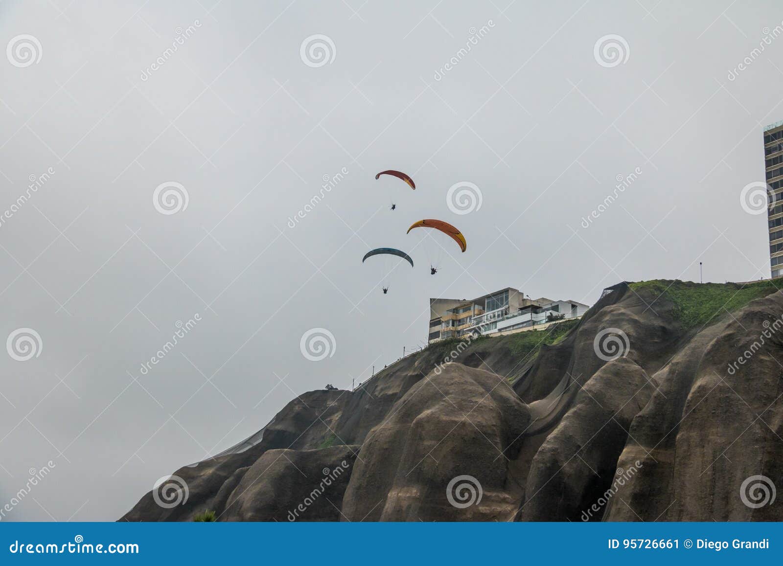 Paragliding in Miraflores District - Lima, Peru Stock Image - Image of ...