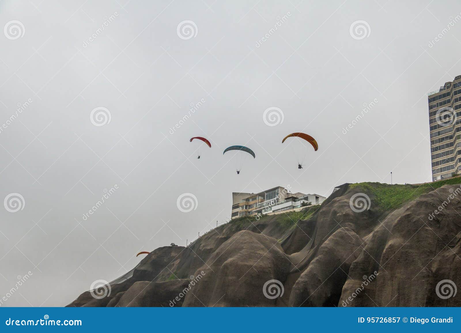 Paragliding in Miraflores District - Lima, Peru Stock Image - Image of ...