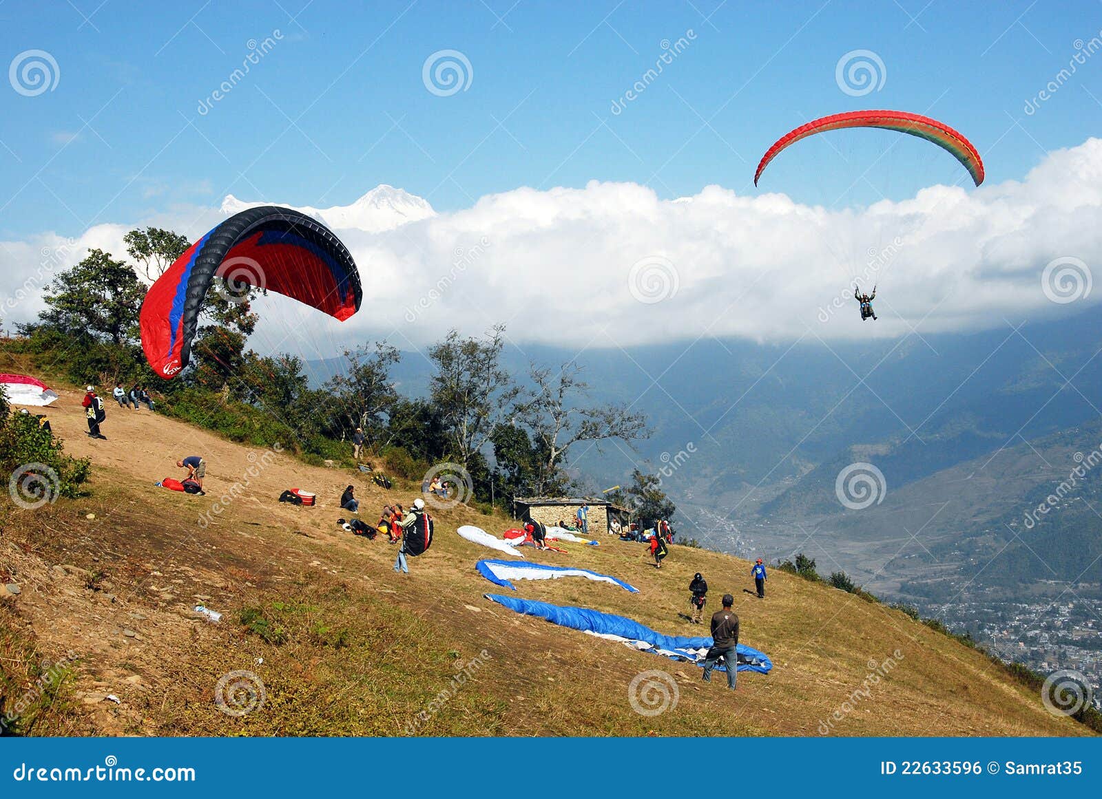 Paragliding in Nepal editorial photo. Image of adventure - 22633596