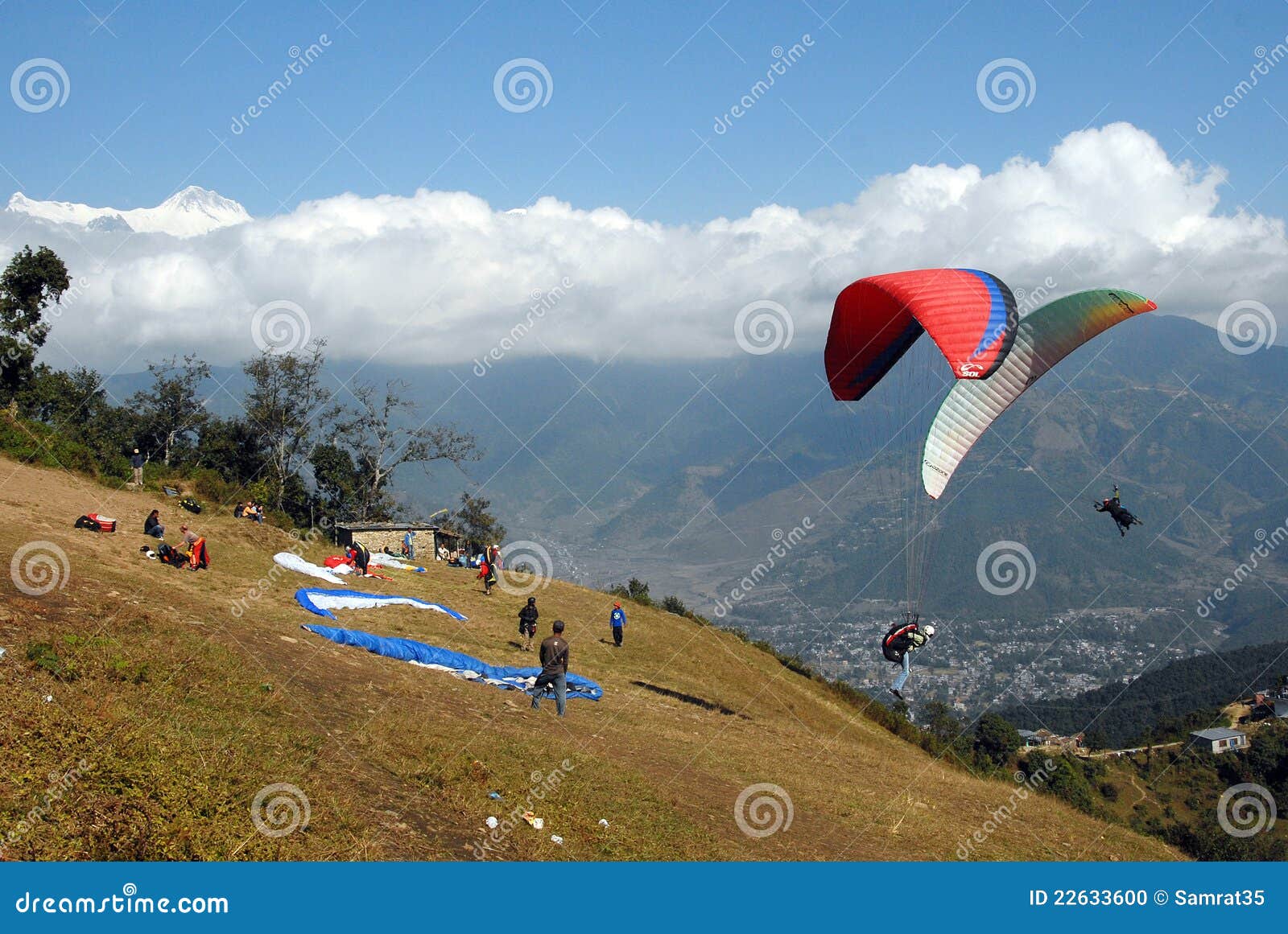 Paragliding in Nepal editorial image. Image of aero, flight - 22633600