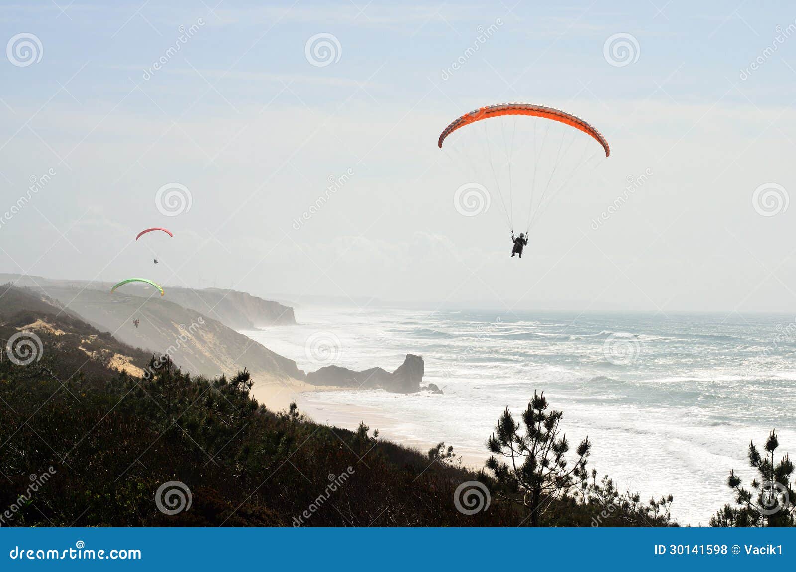 Paragliding Over the Atlantic Ocean Stock Photo - Image of water, scene ...