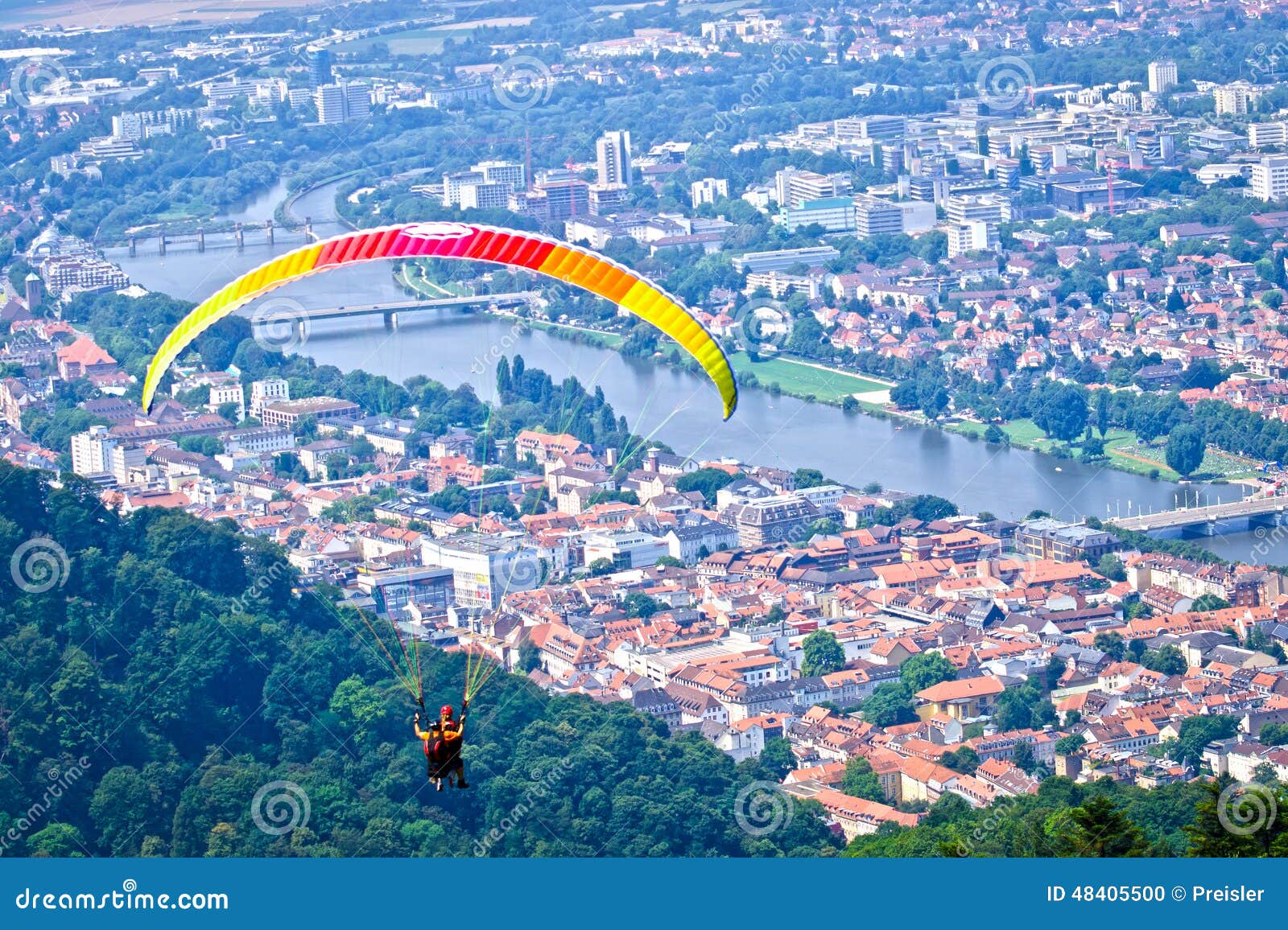 Paragliding over the city editorial image. Image of panorama - 48405500