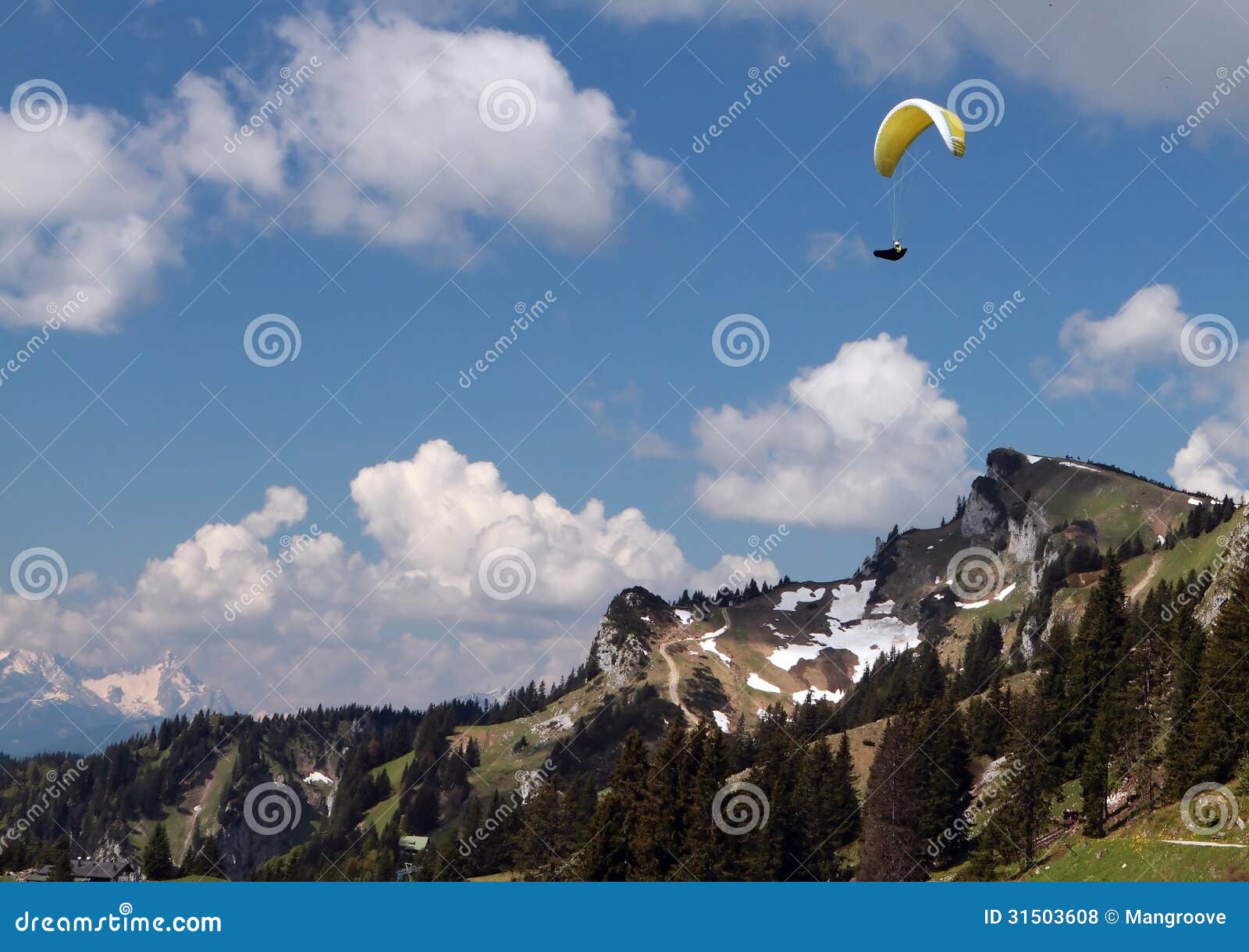 Paragliding over mountains stock photo. Image of extreme - 31503608