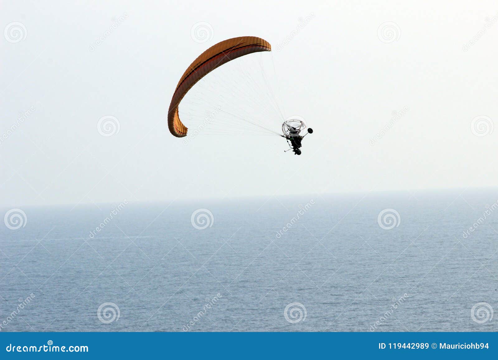 Paragliding over the ocean stock image. Image of natural - 119442989