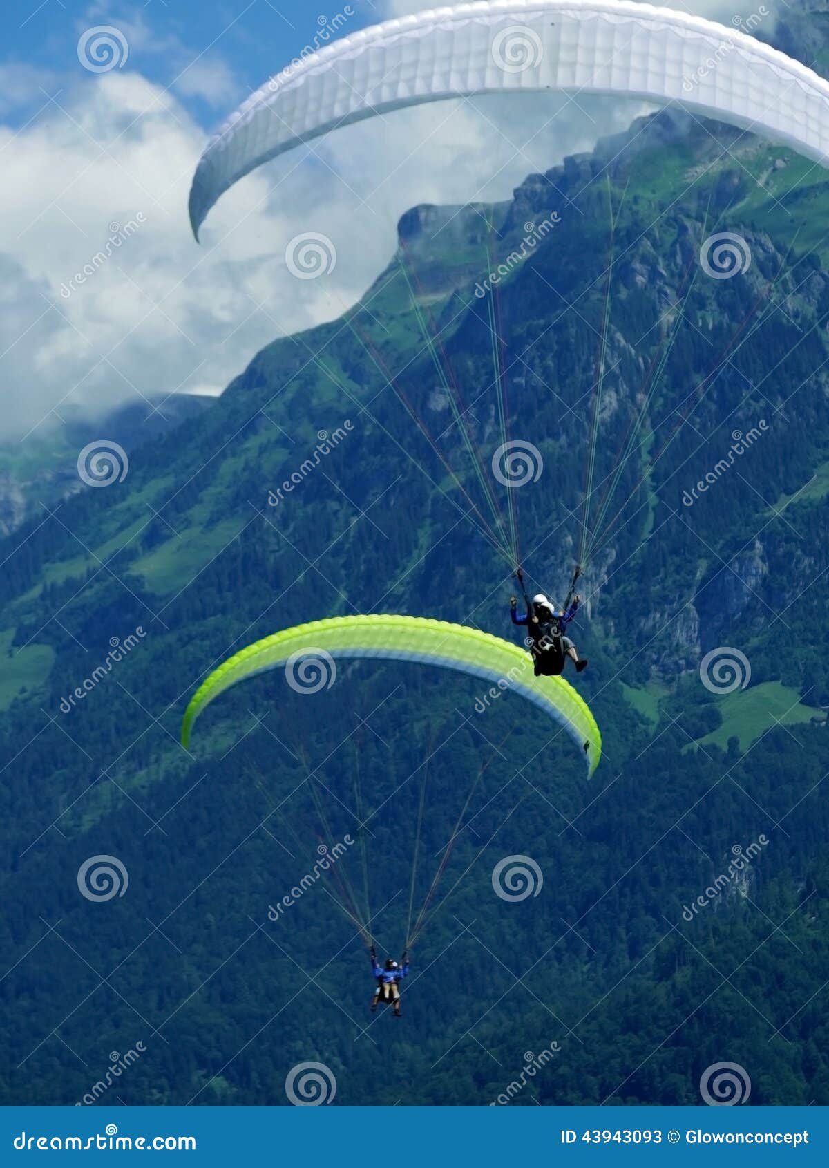 Paragliding, Parachute Over the Mountain Stock Image - Image of courage ...