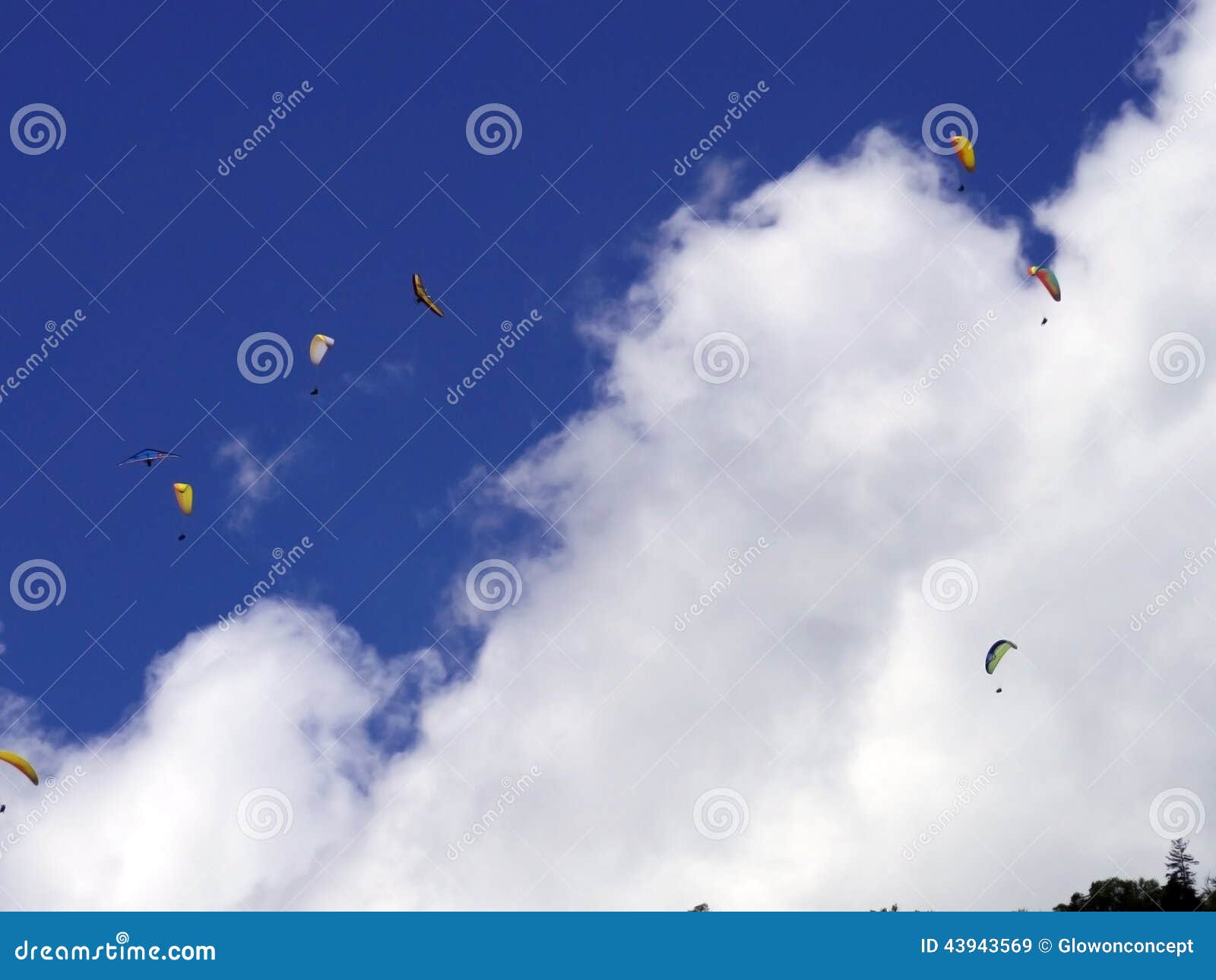 Paragliding, Parachute Over the Mountain Stock Image - Image of ...