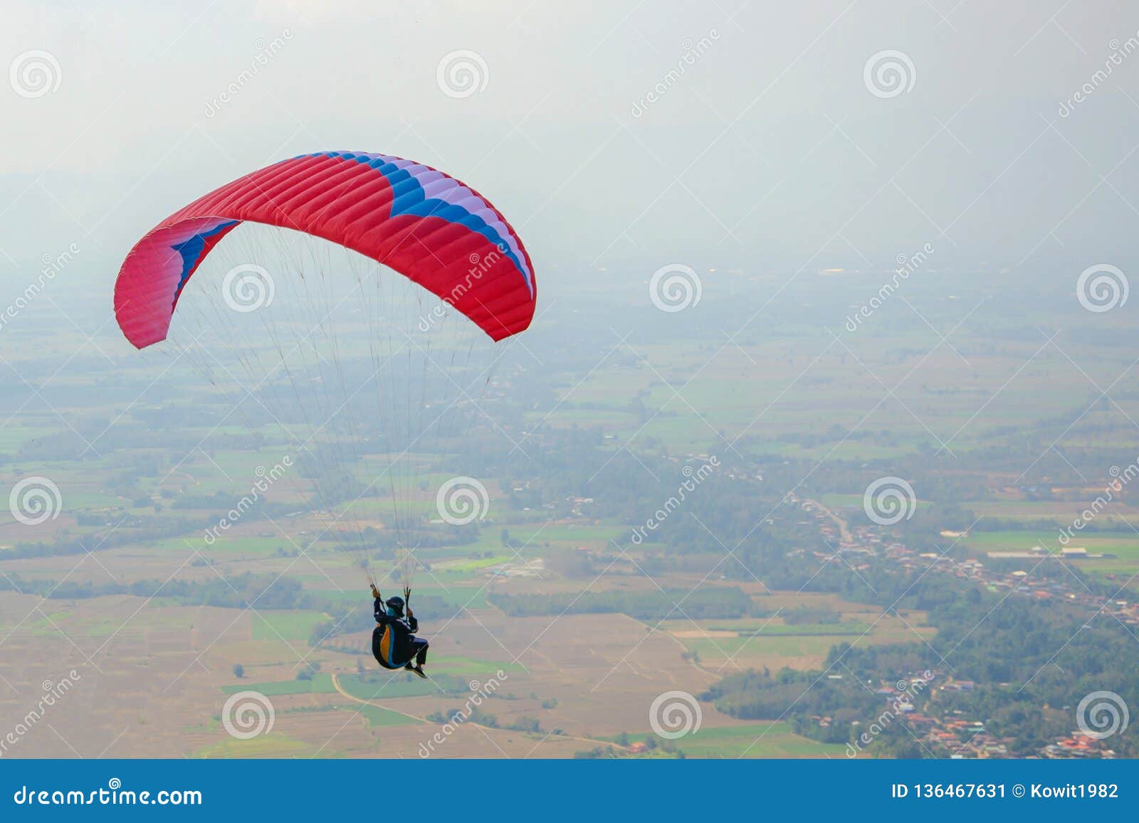 Paragliding in the Sky,Paraglider Taking Off in Front of Spectacular ...