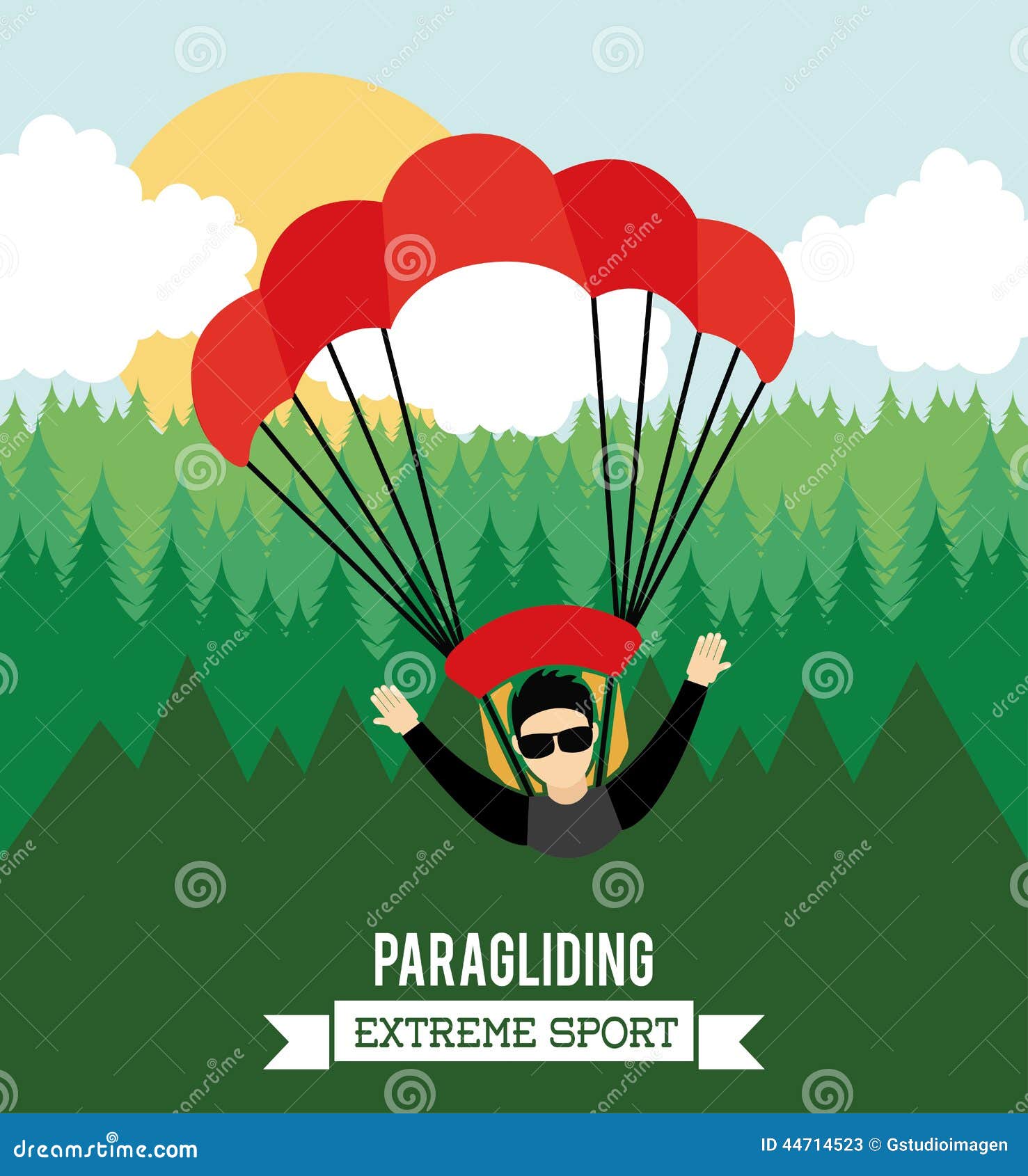 Paragliding stock vector. Illustration of action, parachute - 44714523