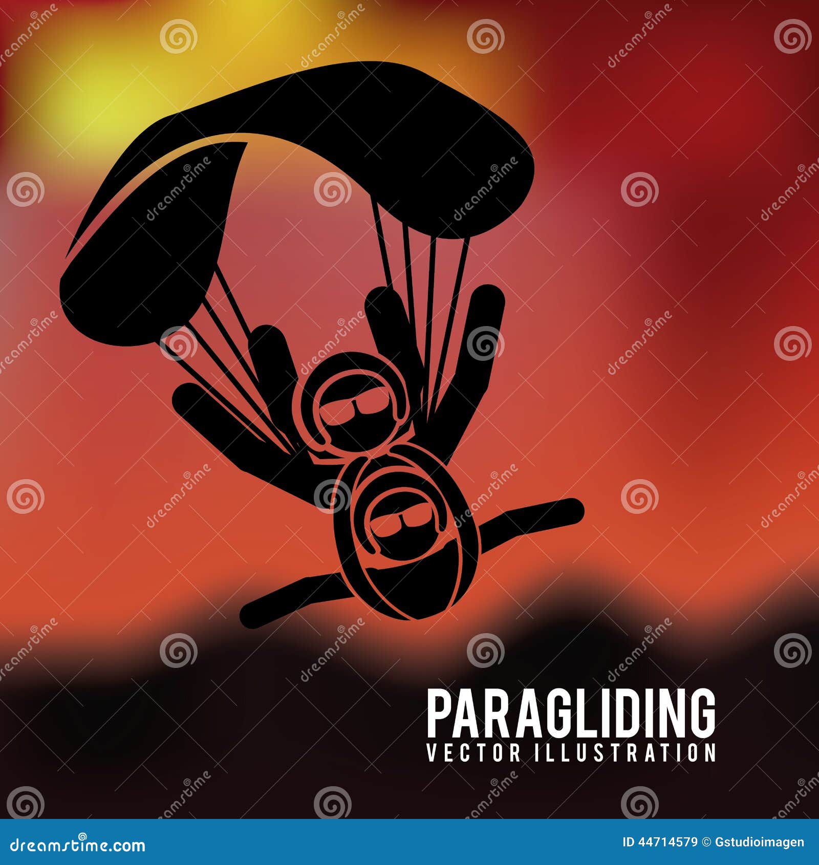 Paragliding stock vector. Illustration of hobby, adventure - 44714579