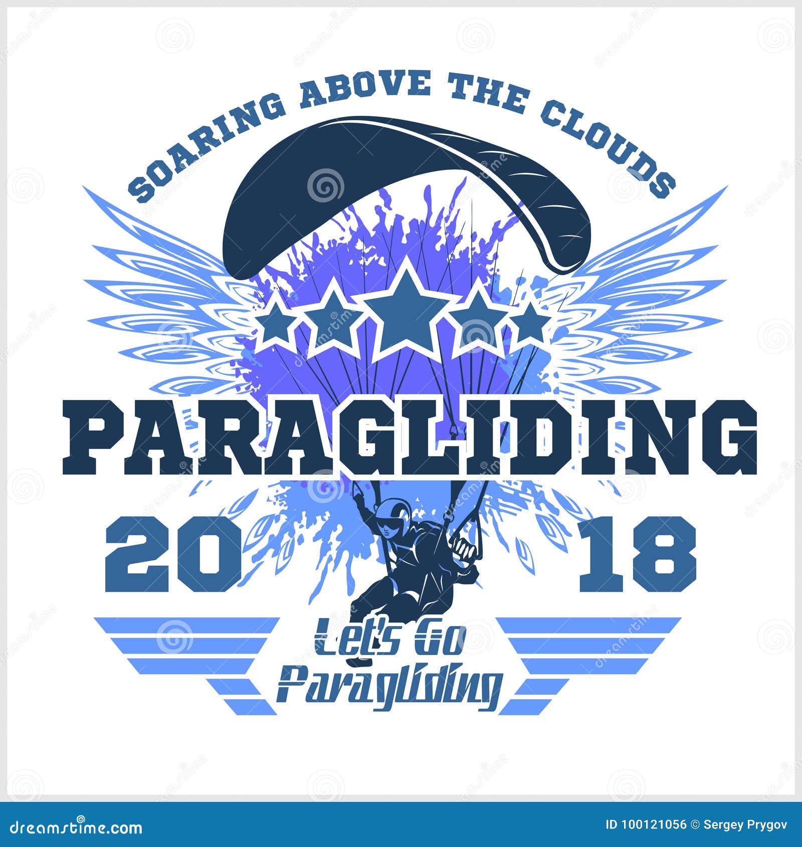 Paragliding. Sport emblem stock vector. Illustration of skydiving ...